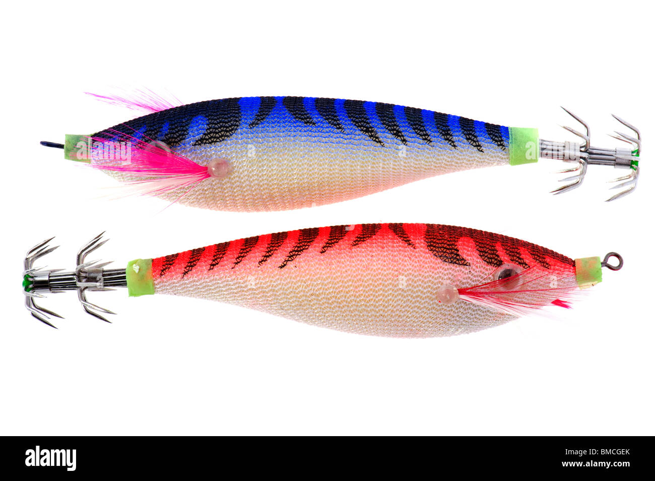 object on white - fishing baits close up Stock Photo - Alamy