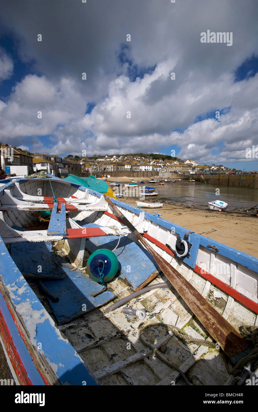 Mousehole Cornwall UK Harbor Harbour Quay Fishing Boats Beach Stock ...