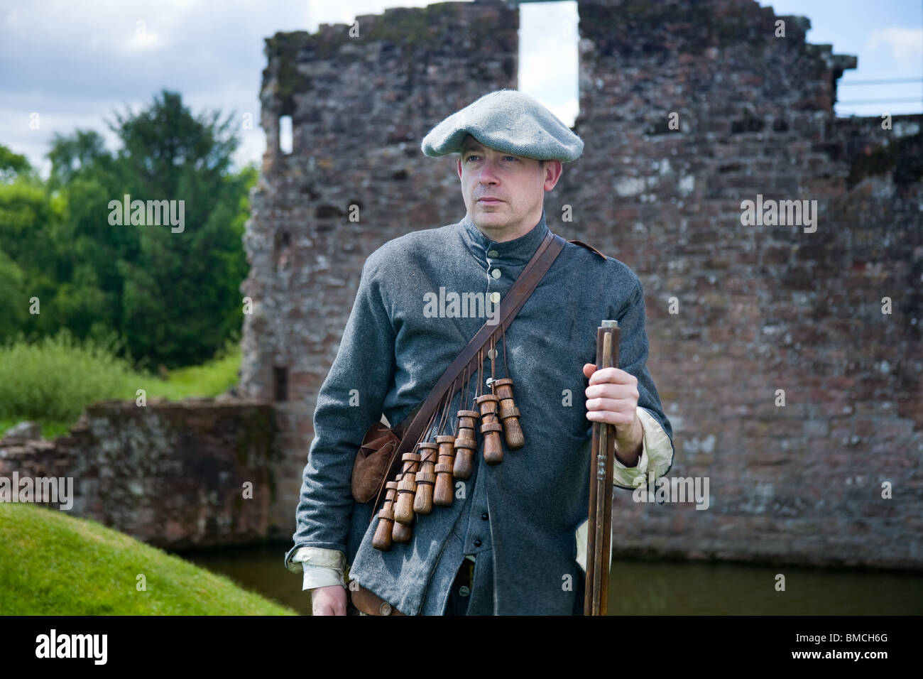 Scottish male Covenanters with Match-lock Musket wearing the drab dark ...