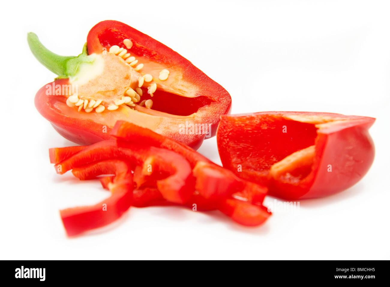 Sliced red bell pepper (background Stock Photo - Alamy