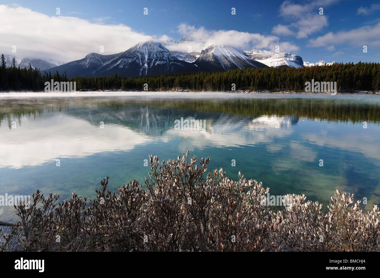 Herbert Lake and Bow Range, Banff National Park, Alberta, Canada Stock ...