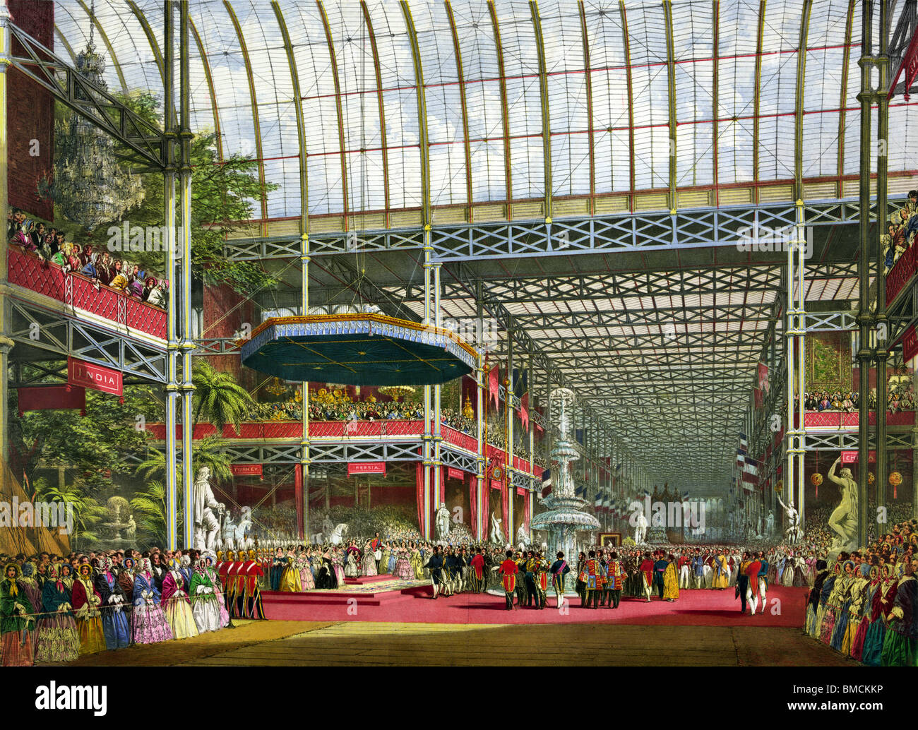 Contemporary print depicting the inauguration of the Great Exhibition ...