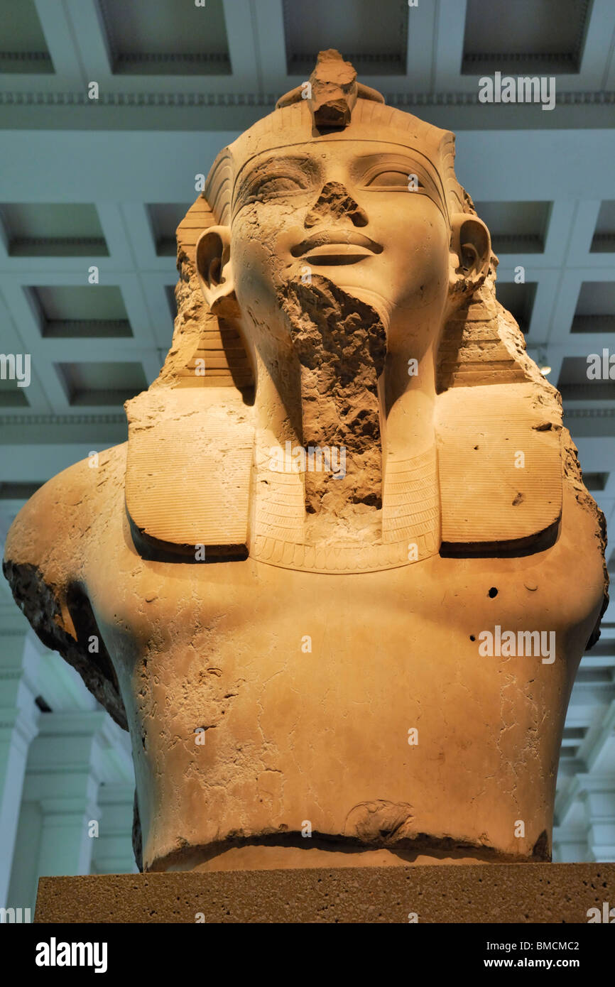 Colossal limestone bust of Amenhotep III at the British Museum - London ...