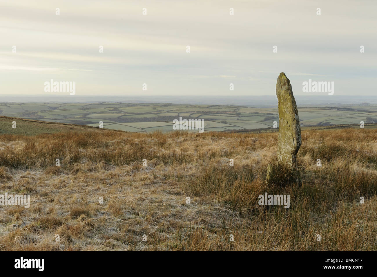 Challacombe Longstone with a southern view of Devon in the distance on ...