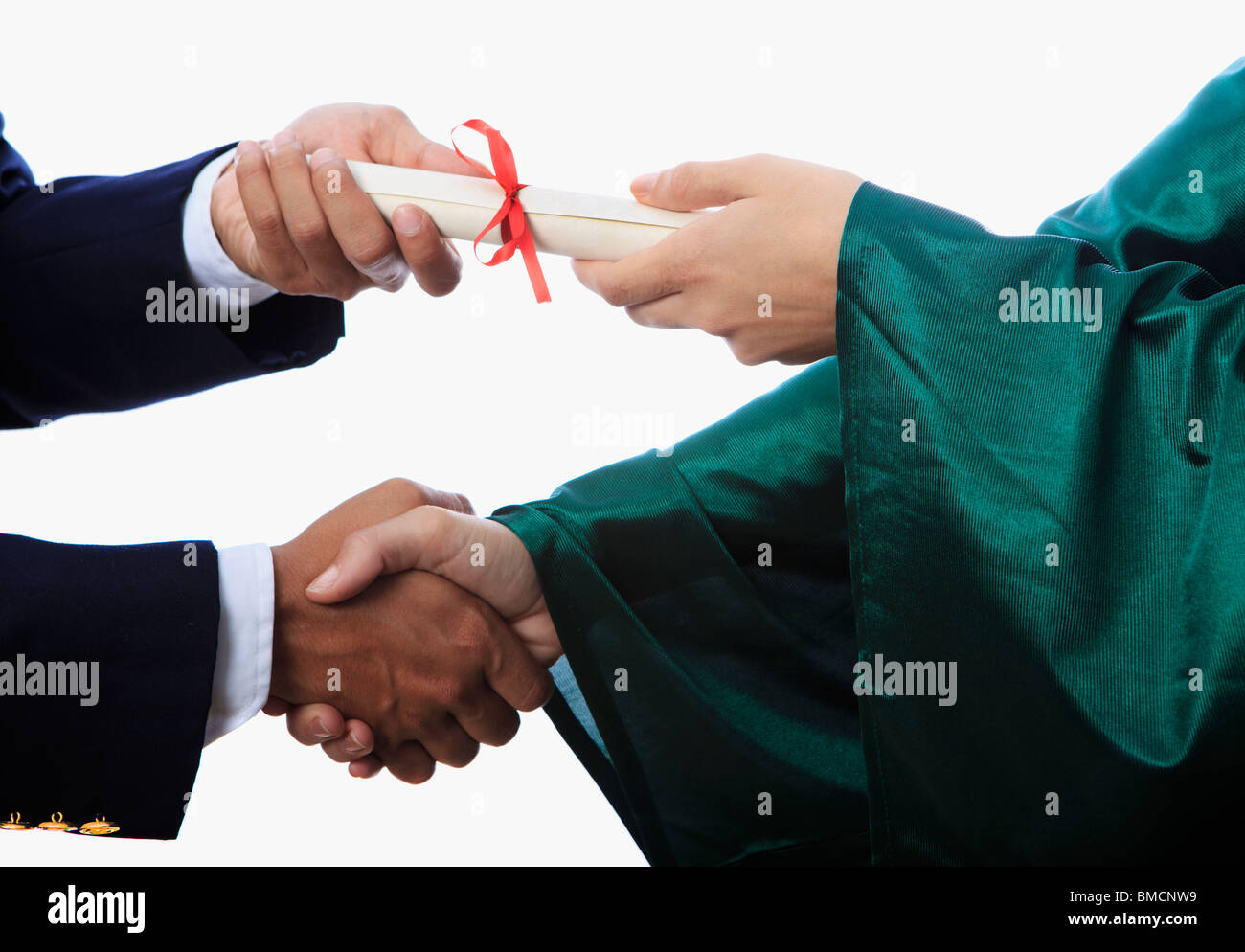 handshake and a diploma at graduation Stock Photo - Alamy