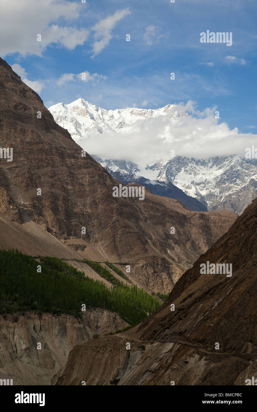Looking up the Hunza Valley towards Karimabad, Hunza, Pakistan Stock ...