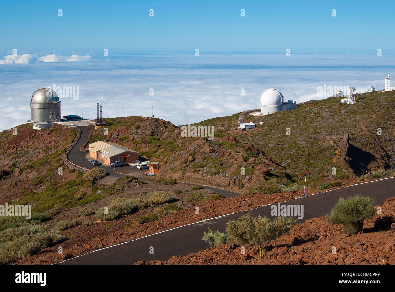 Buildings of the observatory complex in Roque de los Muchachos on La ...