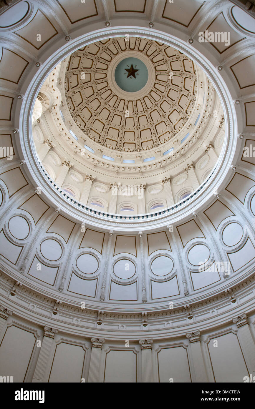 Dome interior in the rotunda of the Texas state capitol building or ...