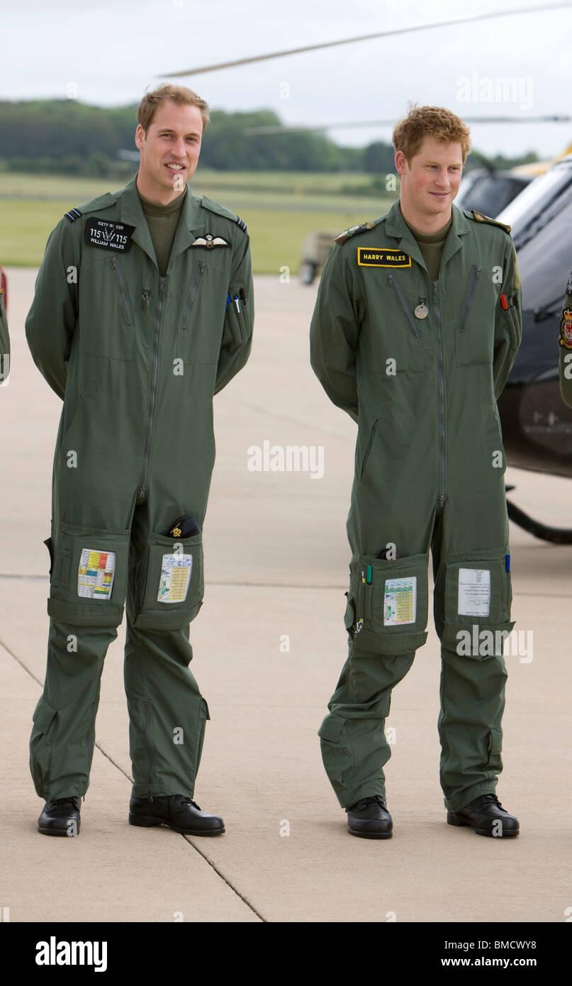 Britain's Prince William and Prince Harry at RAF Shawbury where they ...