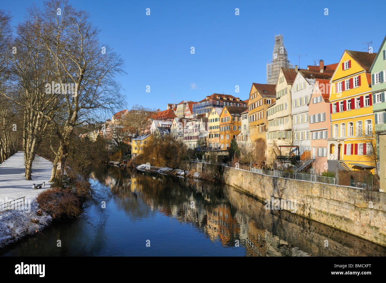 Neckar waterfront (Neckarfront) in Tuebingen, Baden-Wuerttemberg ...