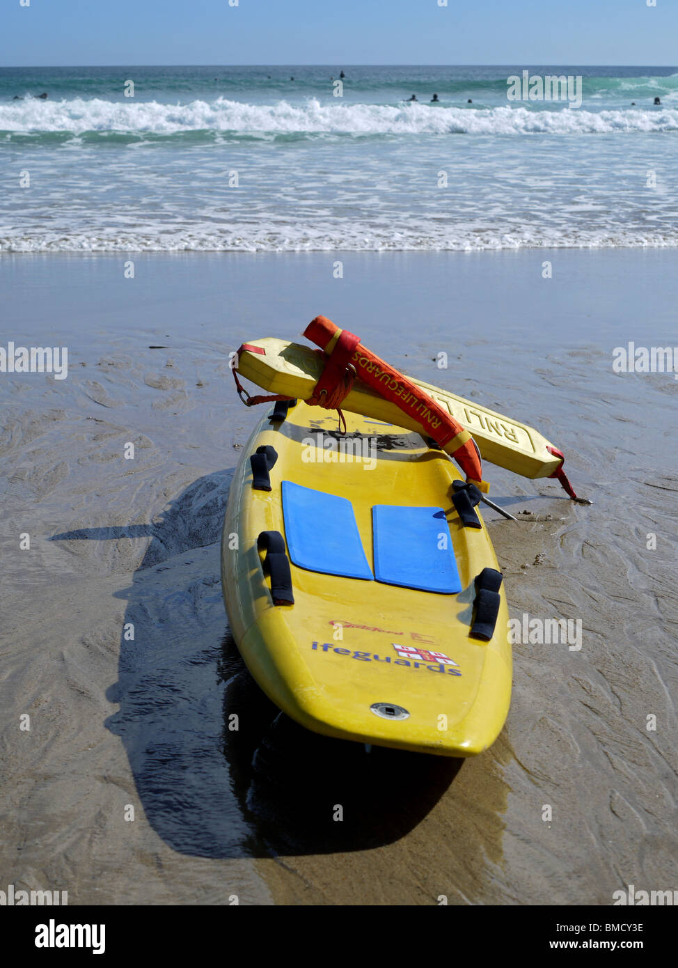 RNLI Lifeguard surf canoe Cornwall UK Stock Photo - Alamy