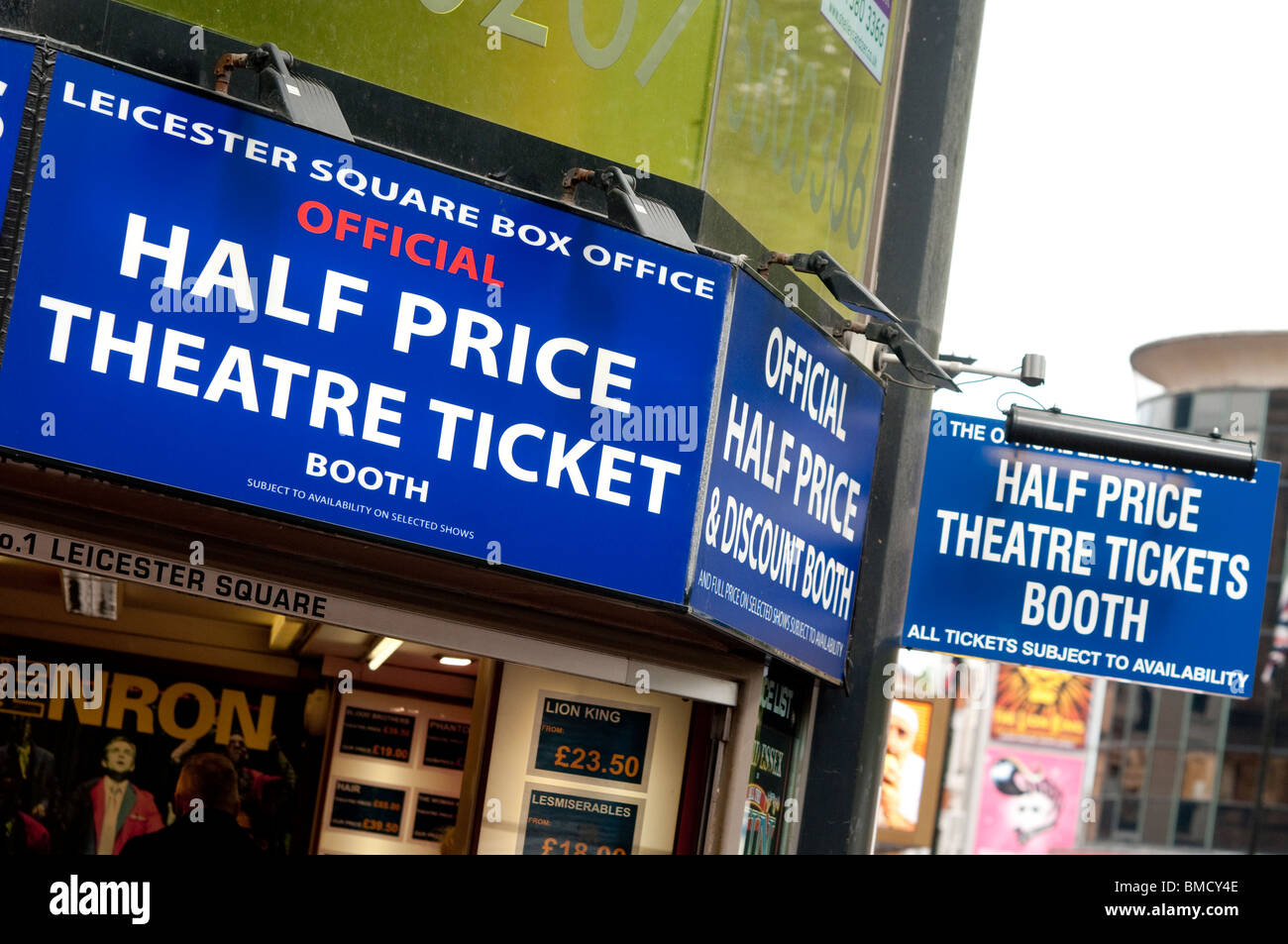 half price theatre ticket signs Stock Photo - Alamy