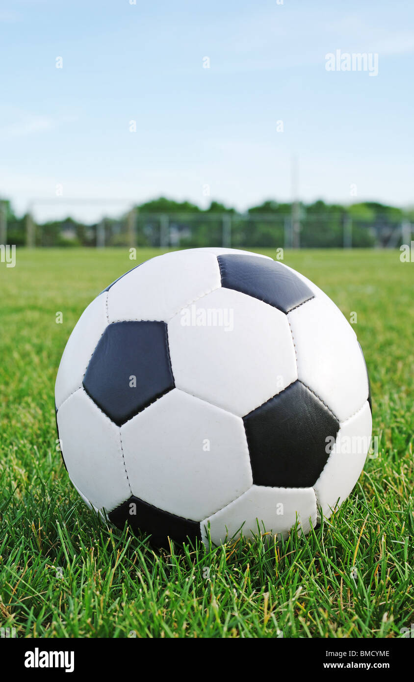 Football in the grass field Stock Photo - Alamy