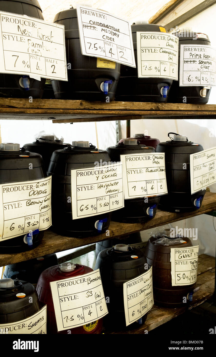 Kegs of traditional cider at the Hoop Beer Festival in Essex. Photo by ...