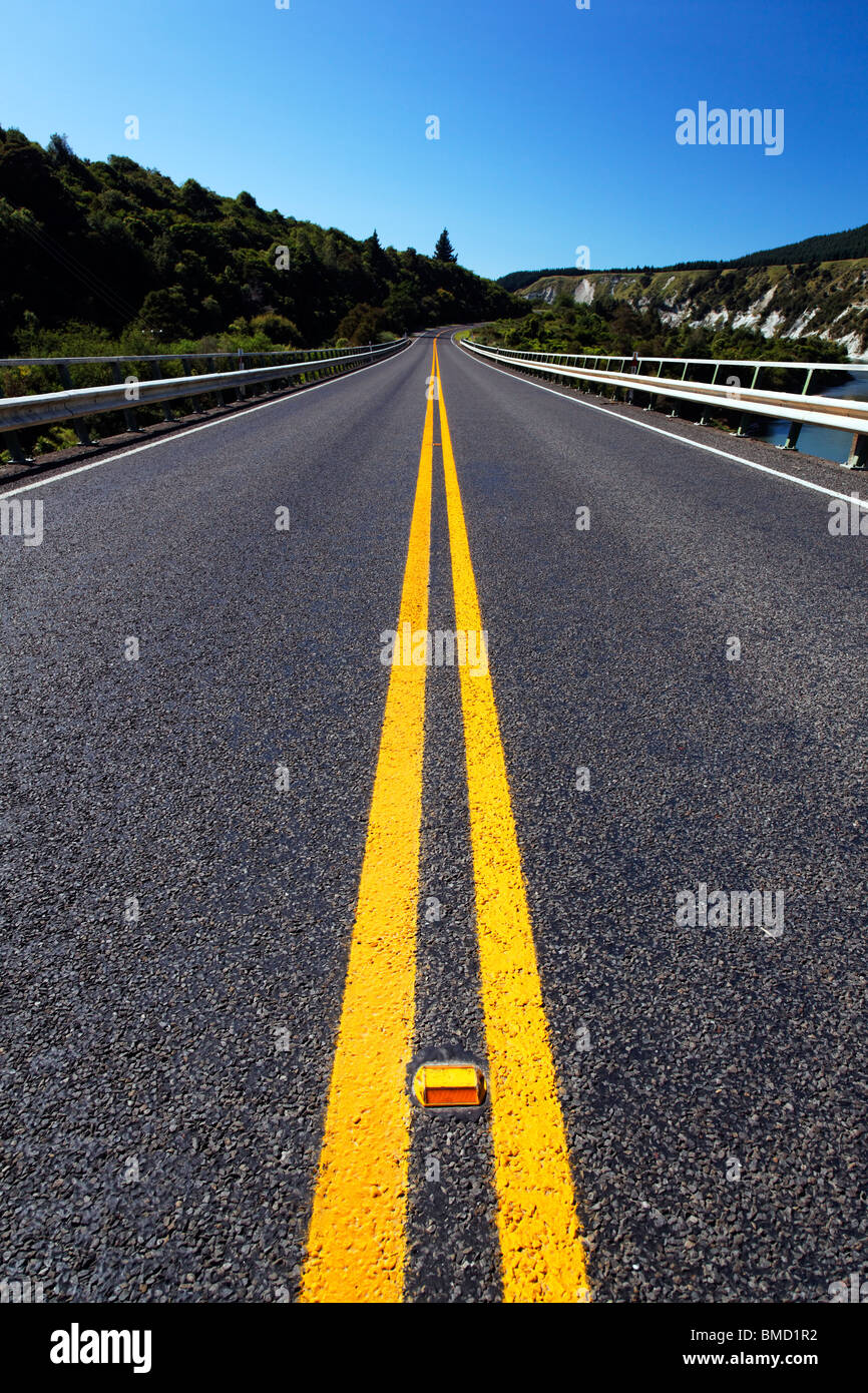 A view down the middle of State Highway 10 between Napier and Wairoa ...