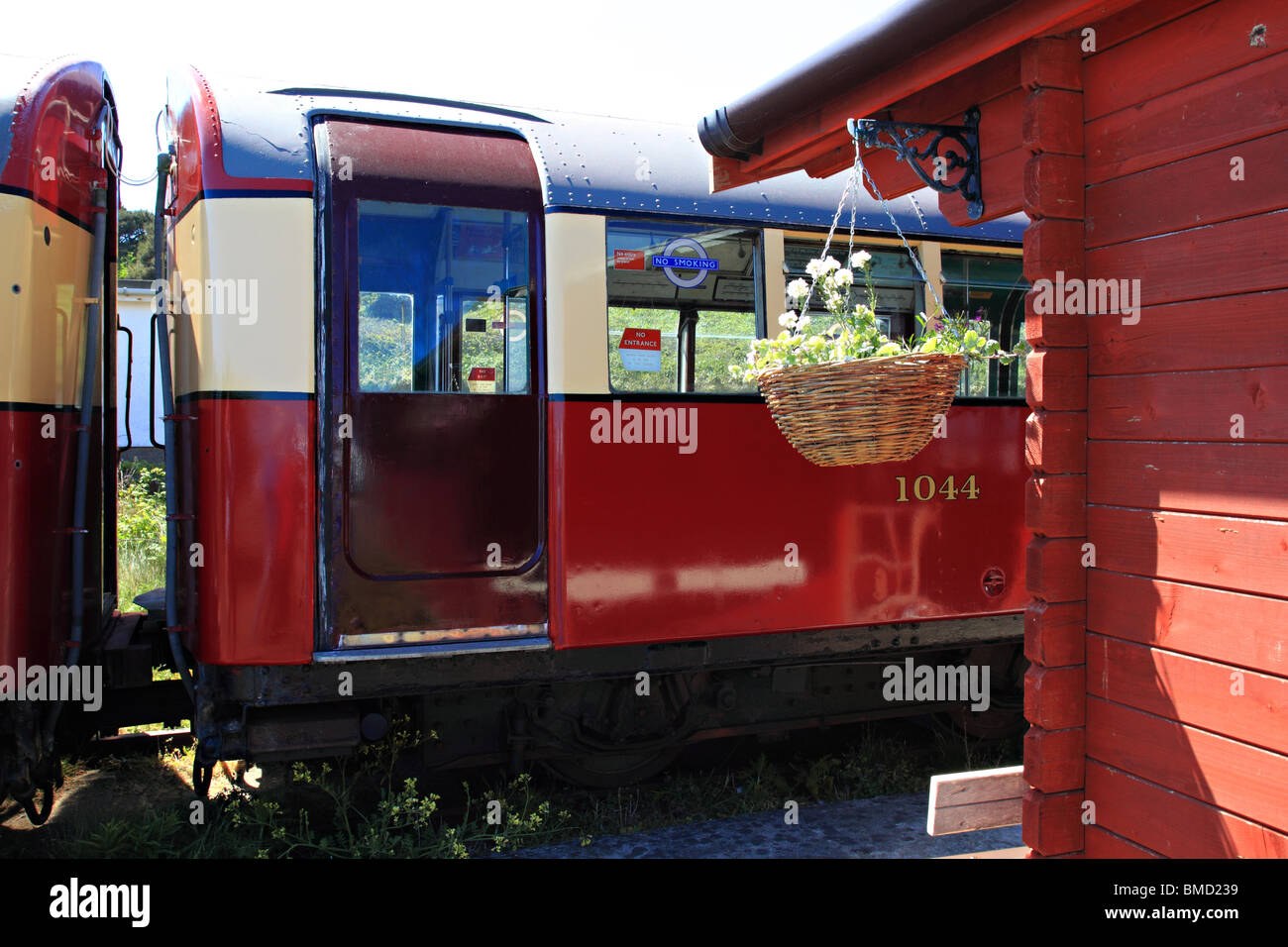 Railway station and old underground train, Alderney, Channel Islands ...