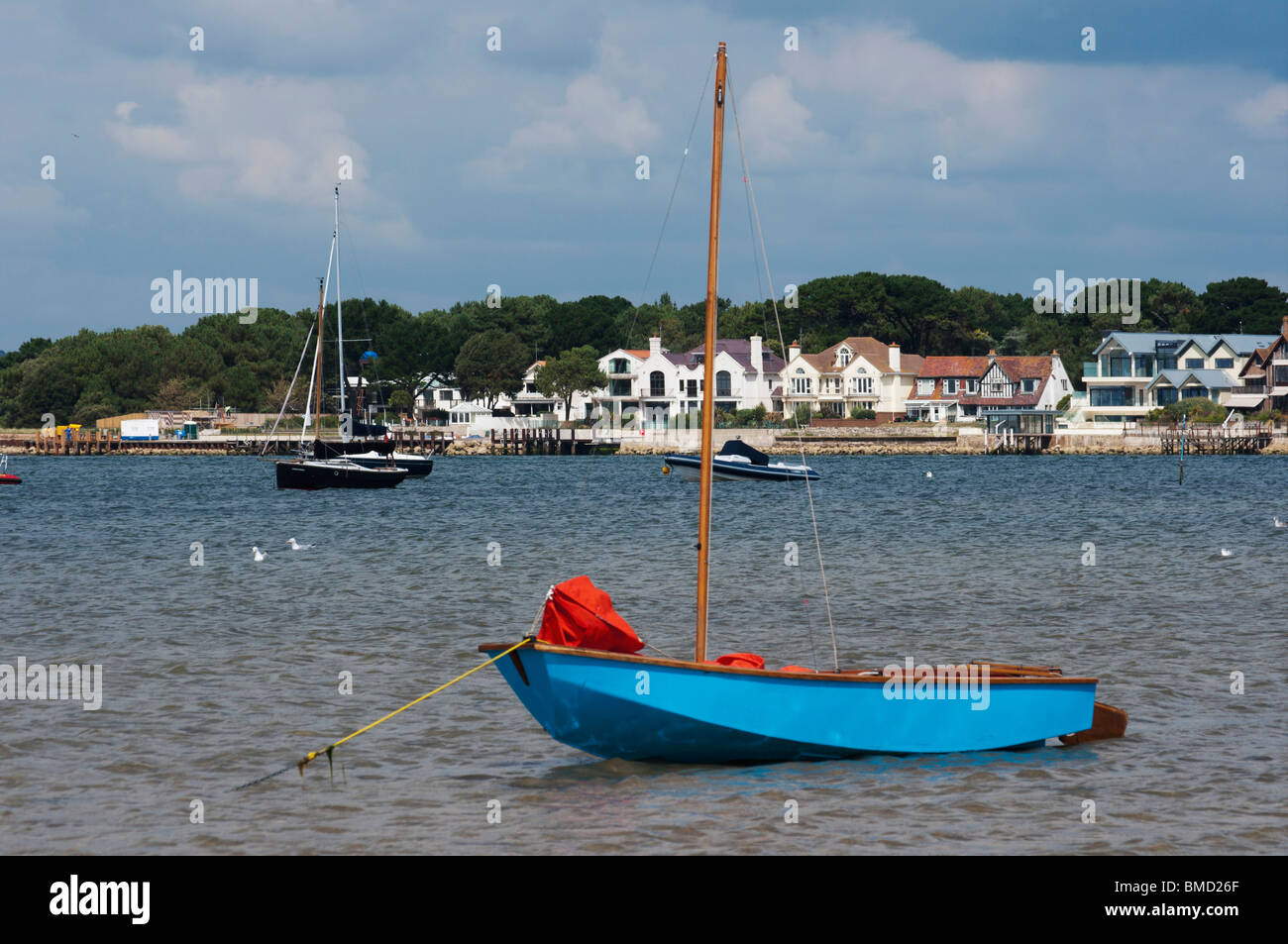 poole bay and harbour at the sea channel between studland beach and ...