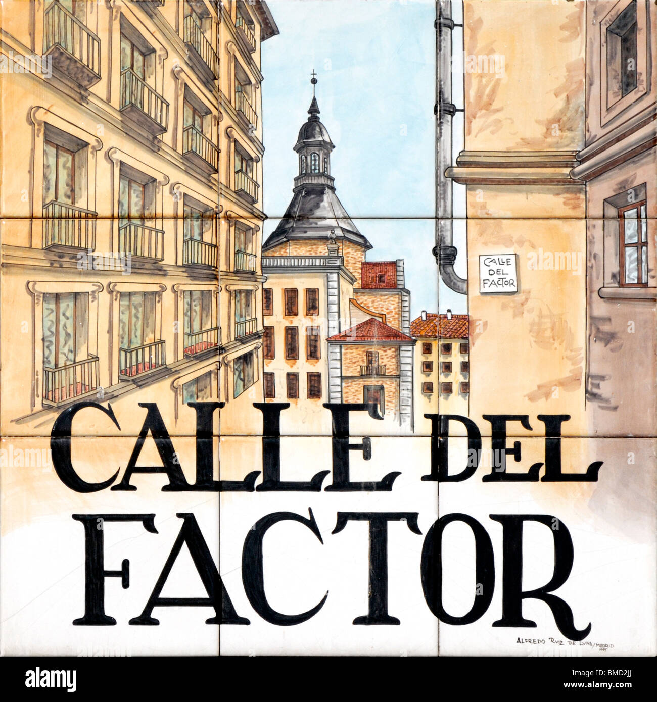 Madrid, Spain. Traditional Tiled Street Sign. Calle del Factor (by ...