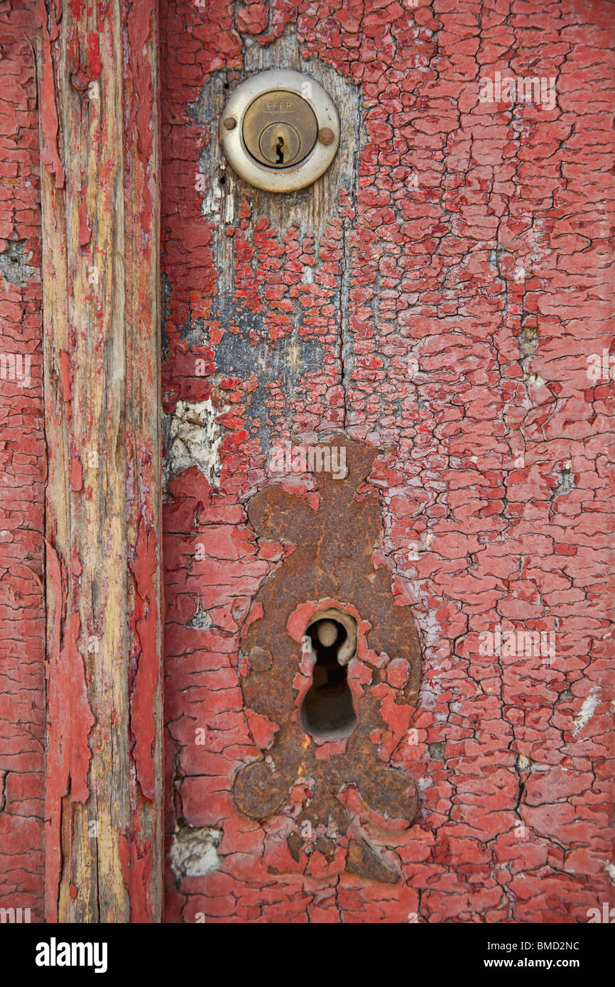 Red Rustic Door Stock Photo - Alamy