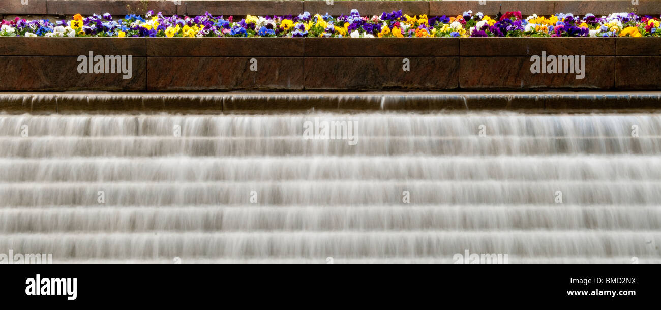 Water feature with flowers Stock Photo - Alamy