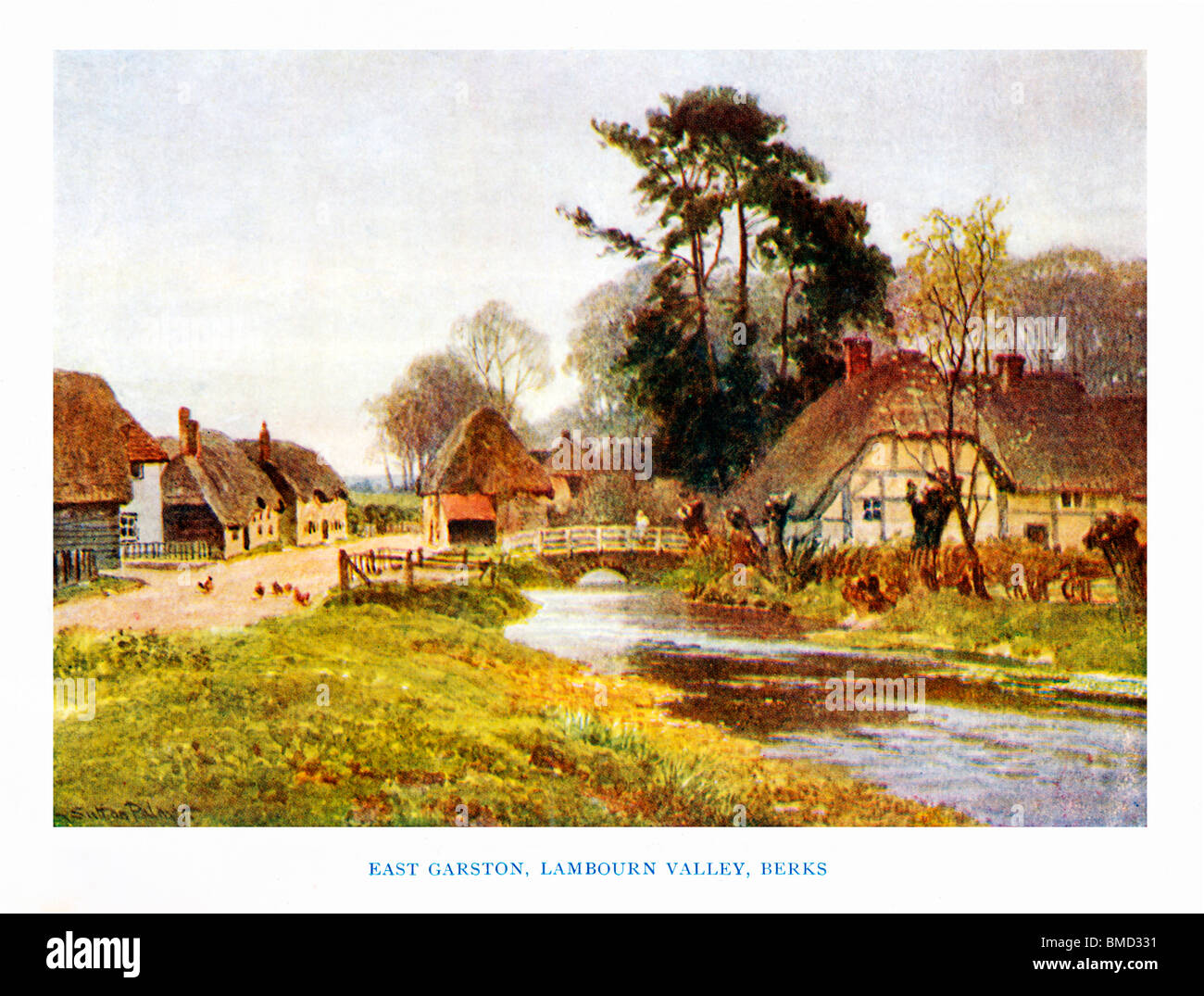 East Garston, Lambourne Valley, Berks, 1920 watercolour by Sutton ...