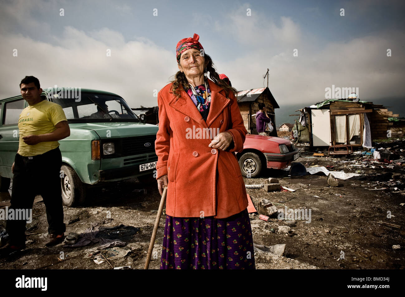 A portrait of old Roma woman Stock Photo - Alamy