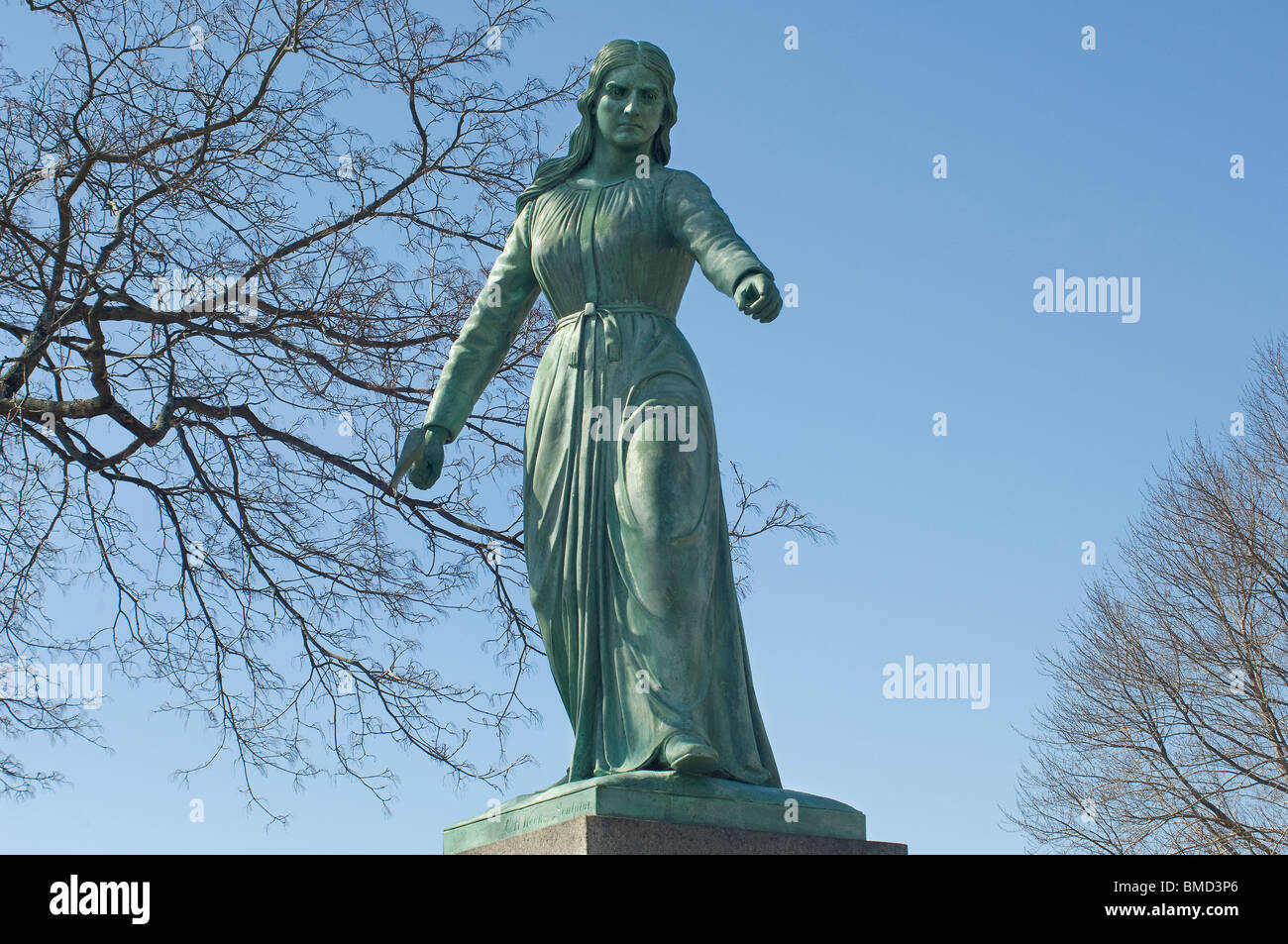 Hannah Duston statue in Haverhill, Massachusetts. Digital photograph ...