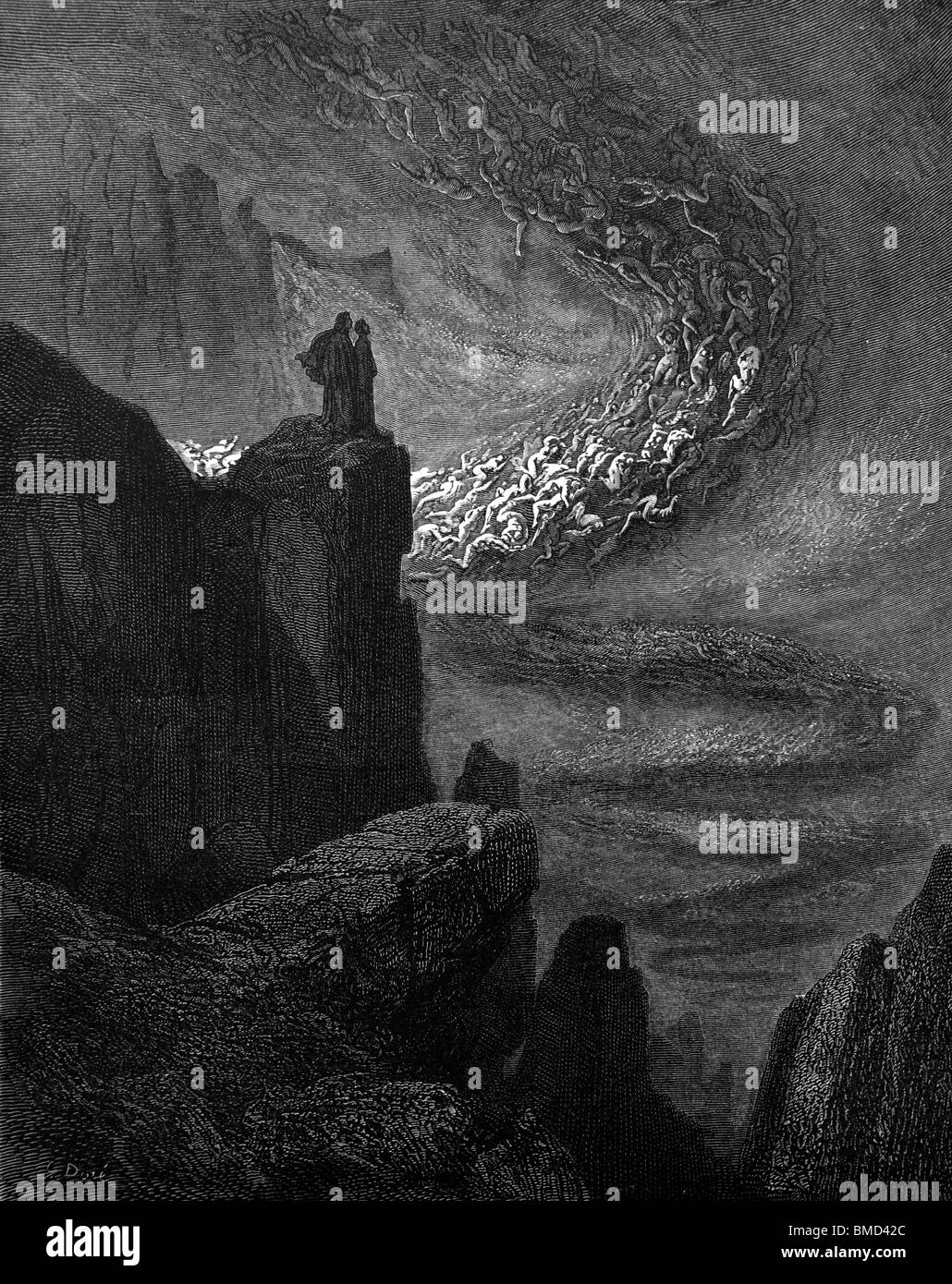 Engraving by Gustave Doré from Dante Alighieri's Divine Comedy "Inferno ...