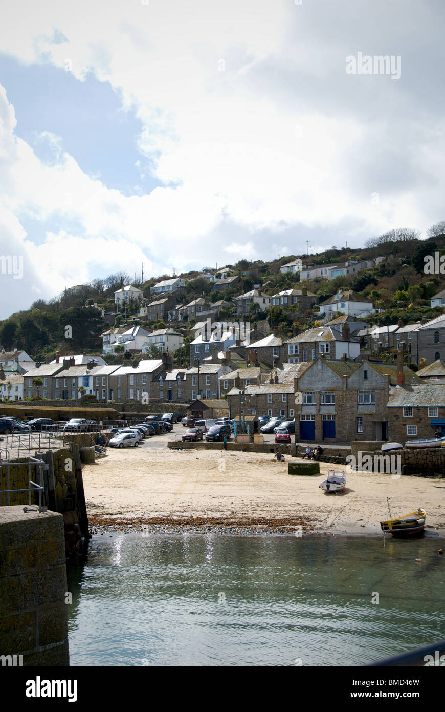 Mousehole Cornwall UK Harbor Harbour Quay Fishing Boats Beach Stock ...