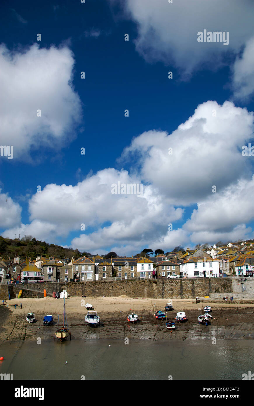 Mousehole Cornwall UK Harbor Harbour Quay Fishing Boats Beach Stock ...