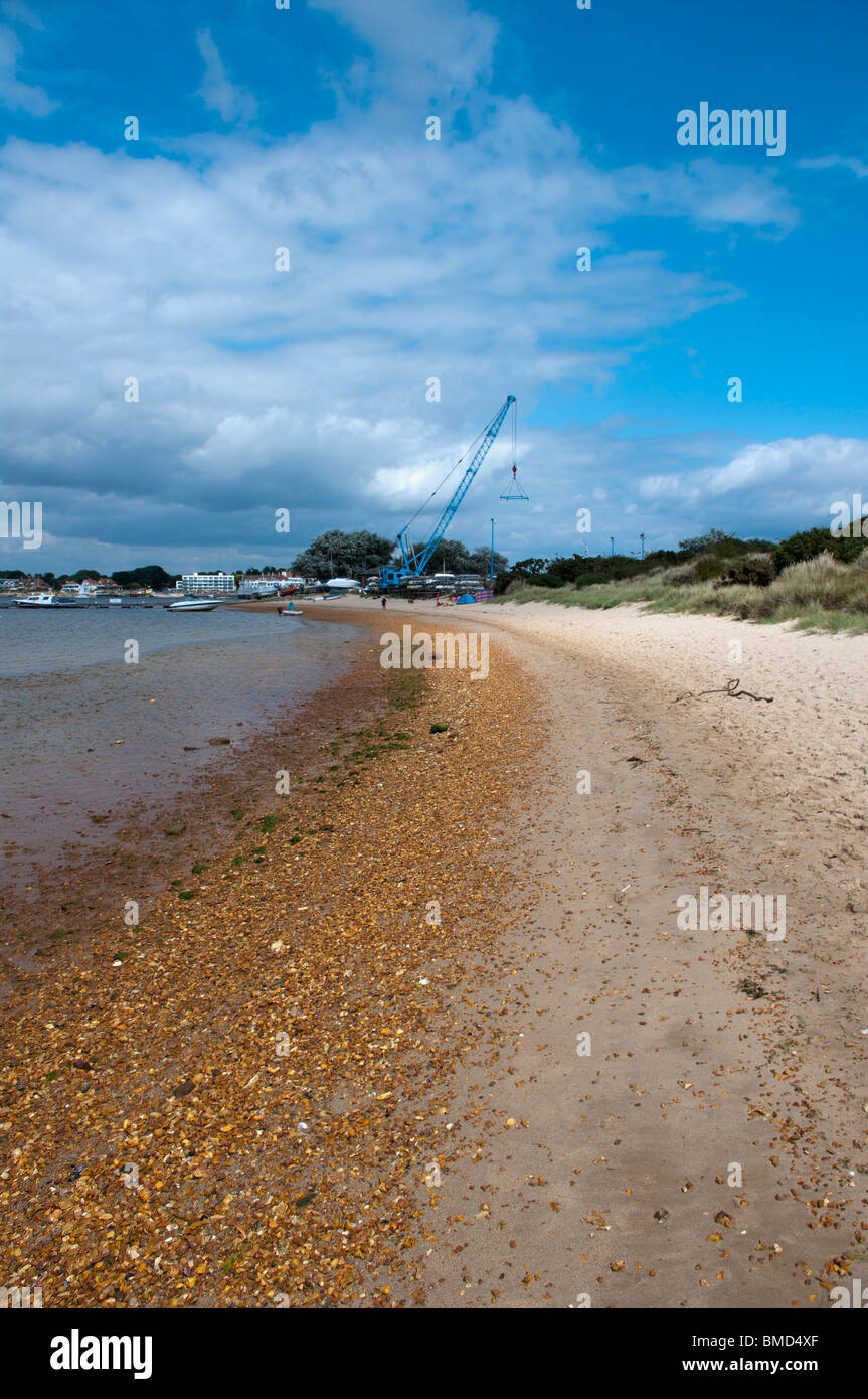 poole bay and harbour at the sea channel between studland beach and ...
