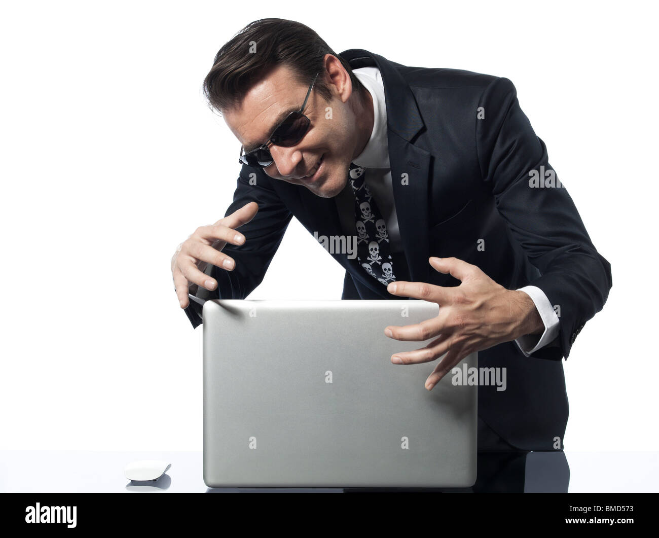 man computer pirate caucasian in studio isolated on white background ...