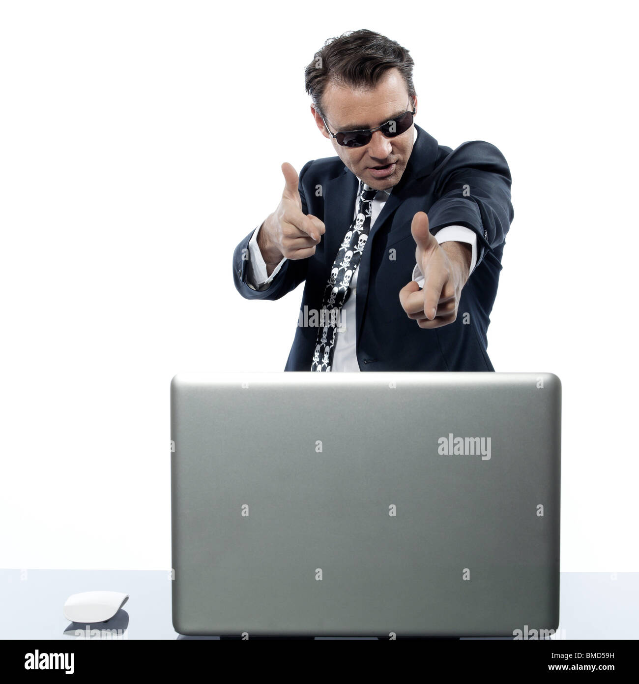 man computer pirate caucasian in studio isolated on white background ...
