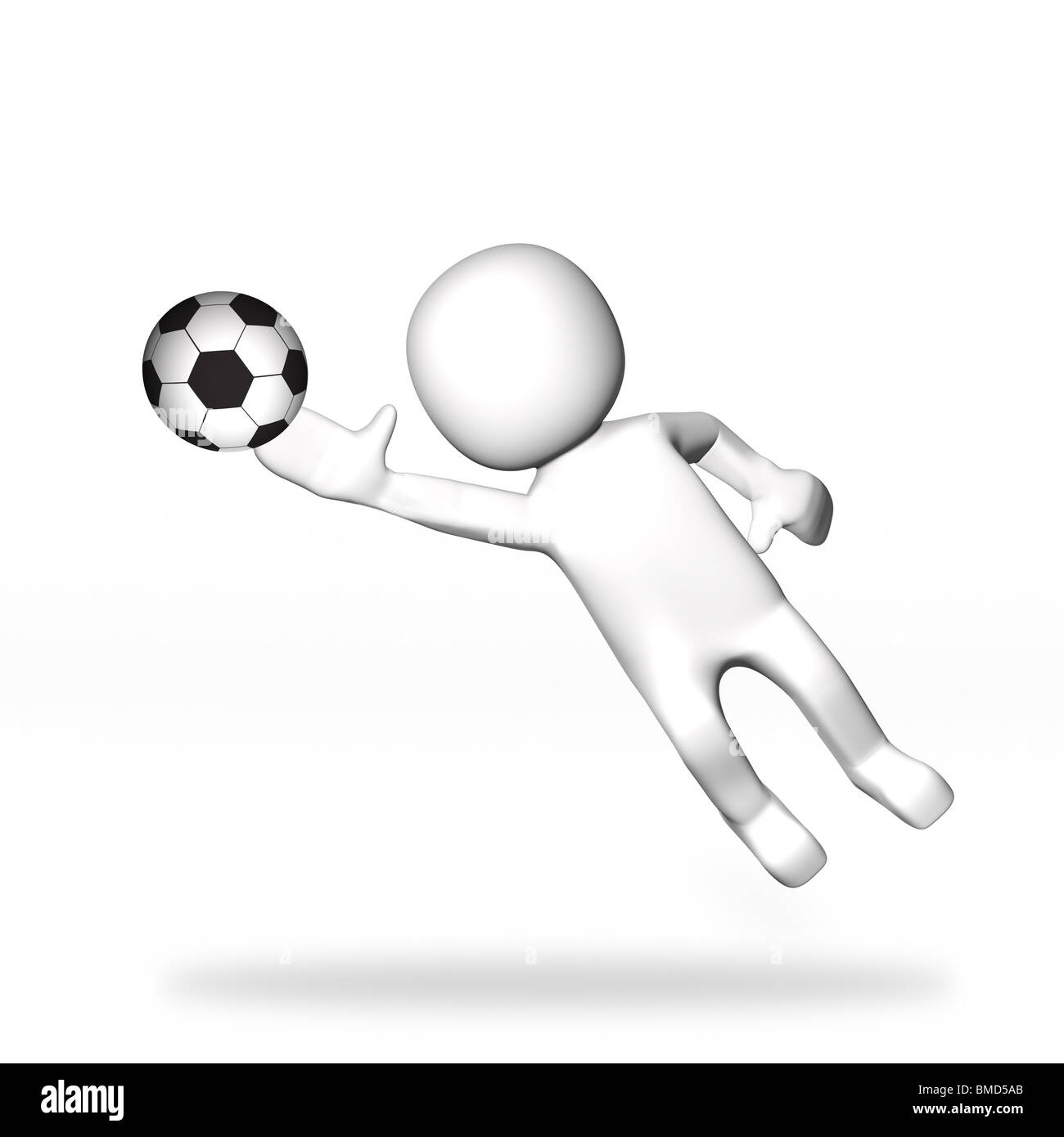 3D Goalkeeper jumping to stop ball playing football Stock Photo - Alamy