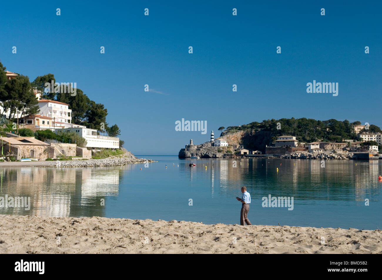 Entry of the Port of Soller, seen from the beach (Majorca - Spain ...