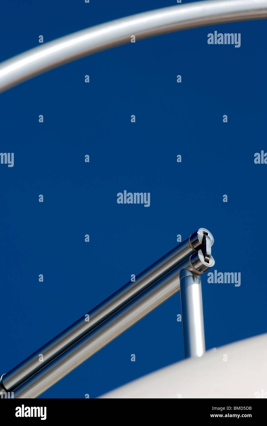 Stainless steel railing on yacht in Cannes Harbour. Cote d'Azur' France ...