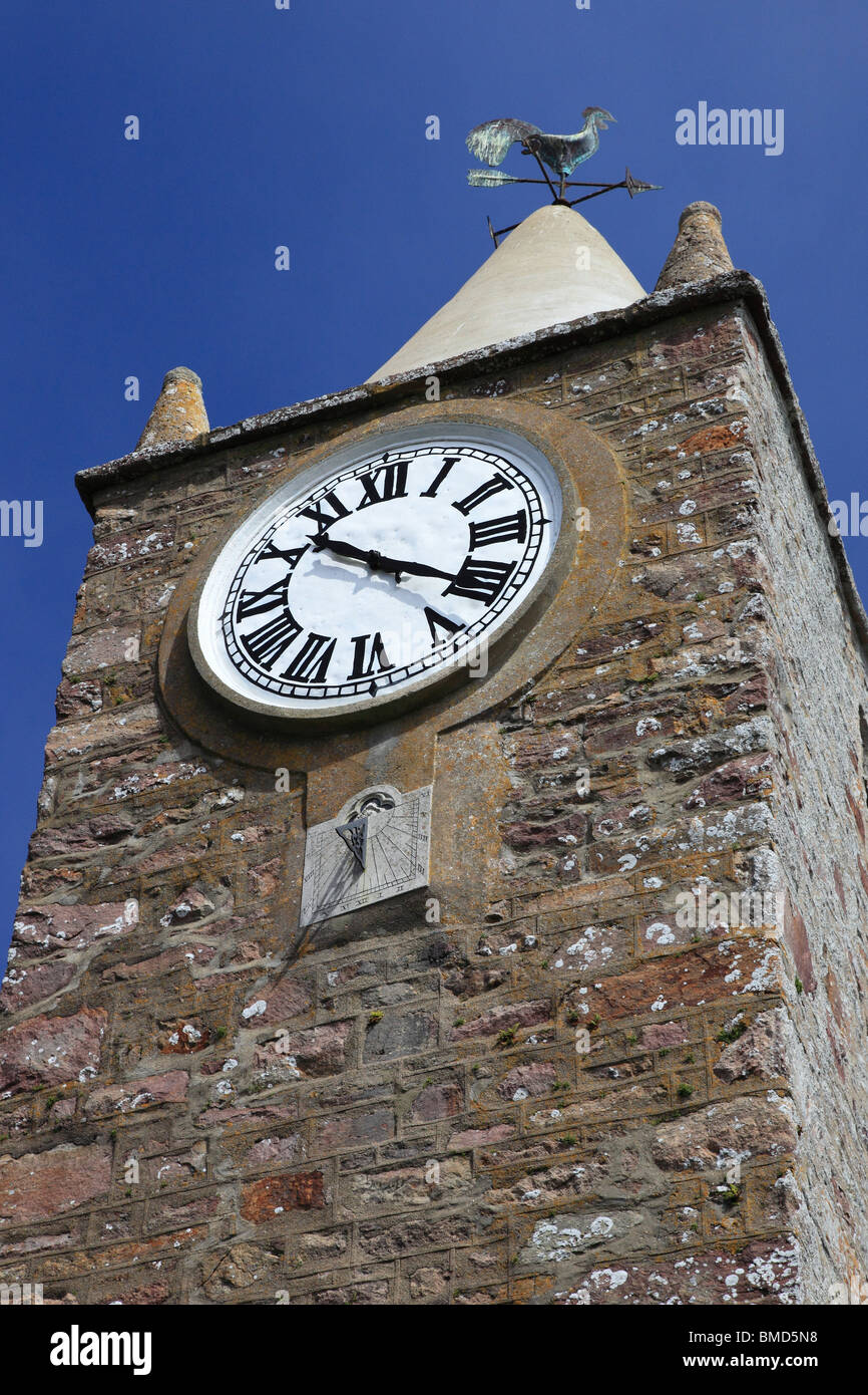 Clock Tower of the Old Church in St. Anne Alderney, Channel Islands ...