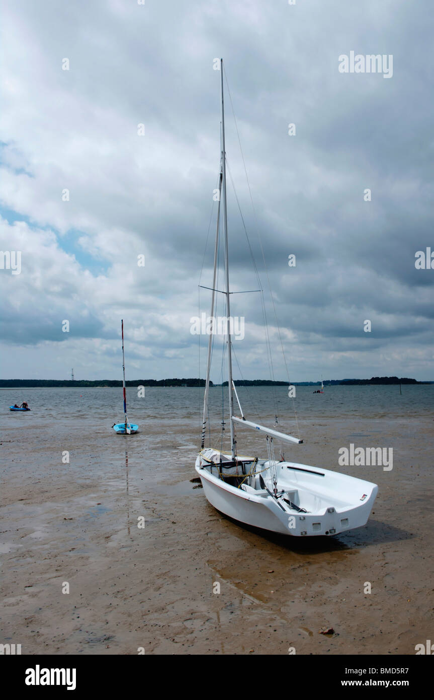 poole bay and harbour at the sea channel between studland beach and ...