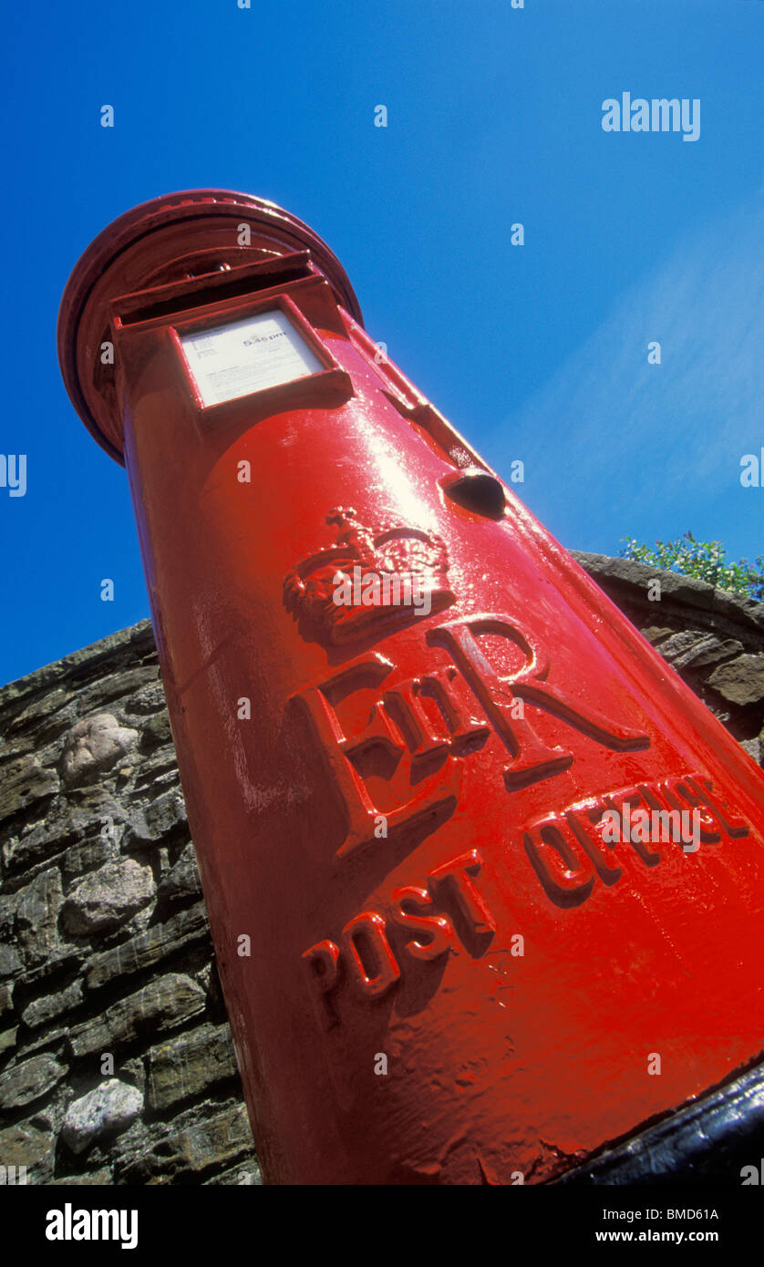 Post box UK Traditional british red post box with EIIR symbol on a ...