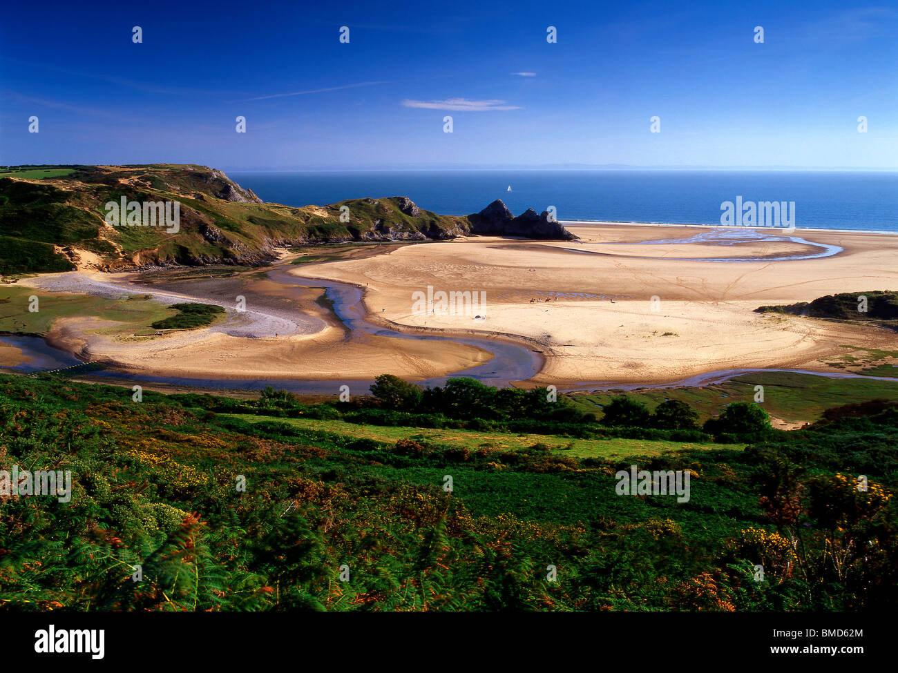 Three Cliffs Bay Gower peninsula South Wales Stock Photo - Alamy