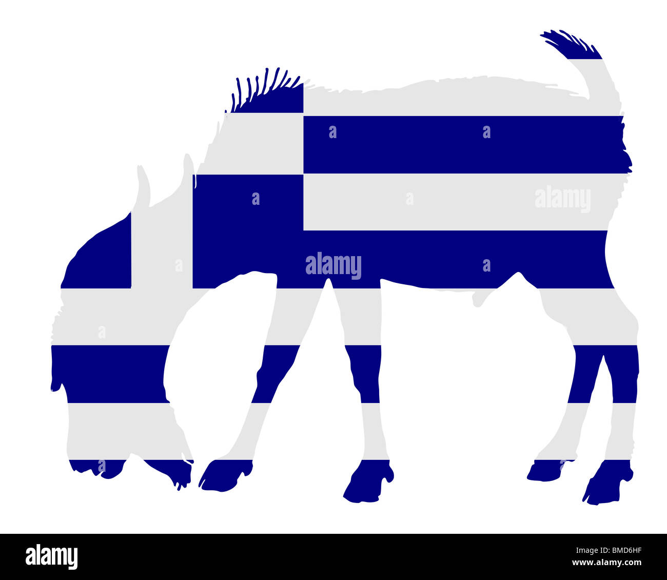 Flag of Greece with goat Stock Photo - Alamy