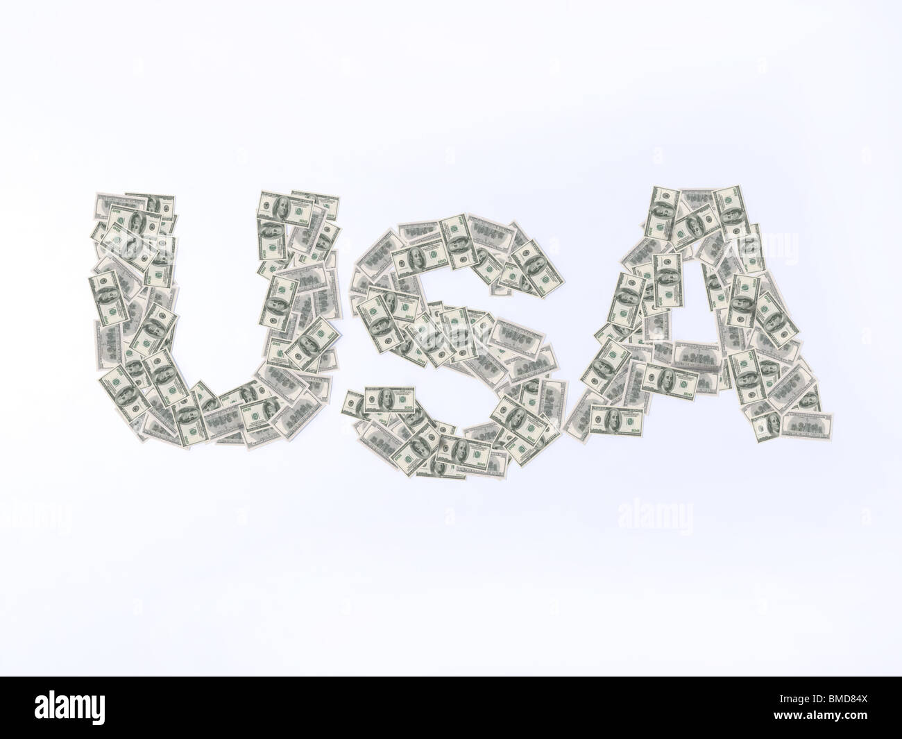 usa writing with U.S. dollar banknotes Stock Photo - Alamy