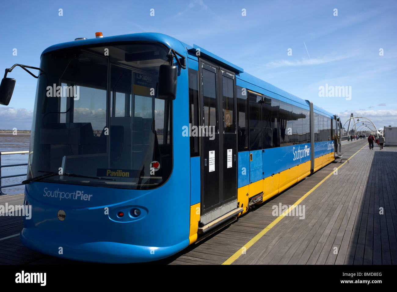 Tram on southport pier seafront hi-res stock photography and images - Alamy