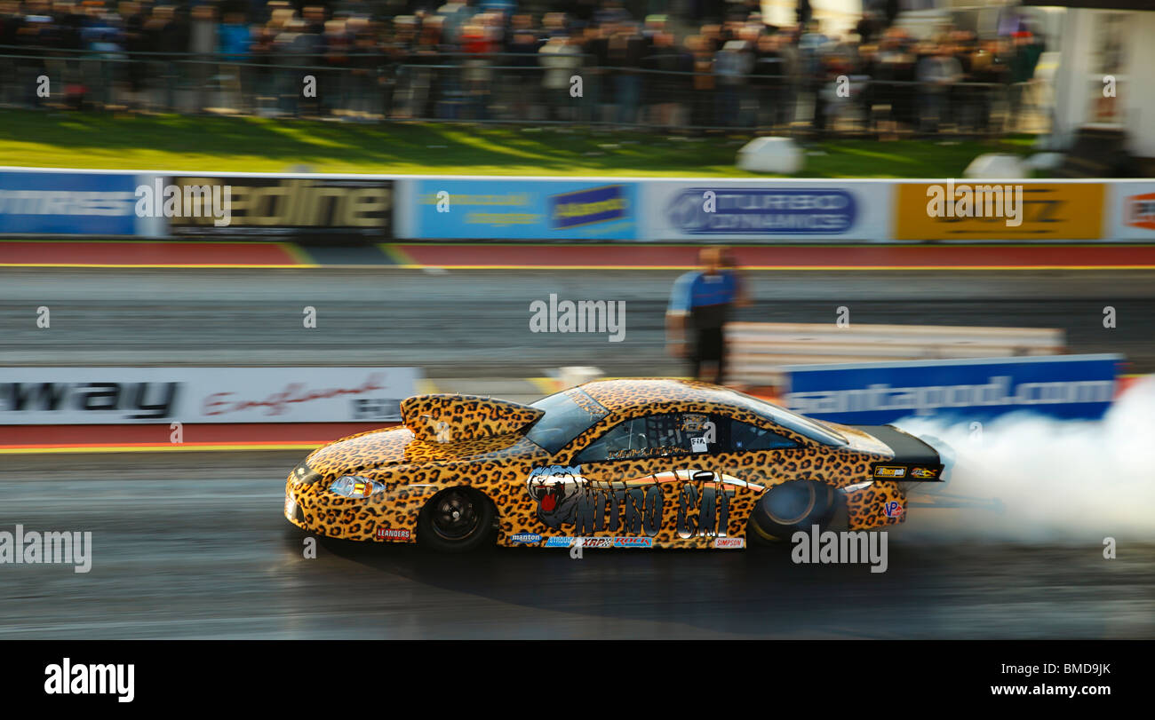 Pro Stock Drag racing at Santa Pod. Driven by Tommy Leindahl Stock ...