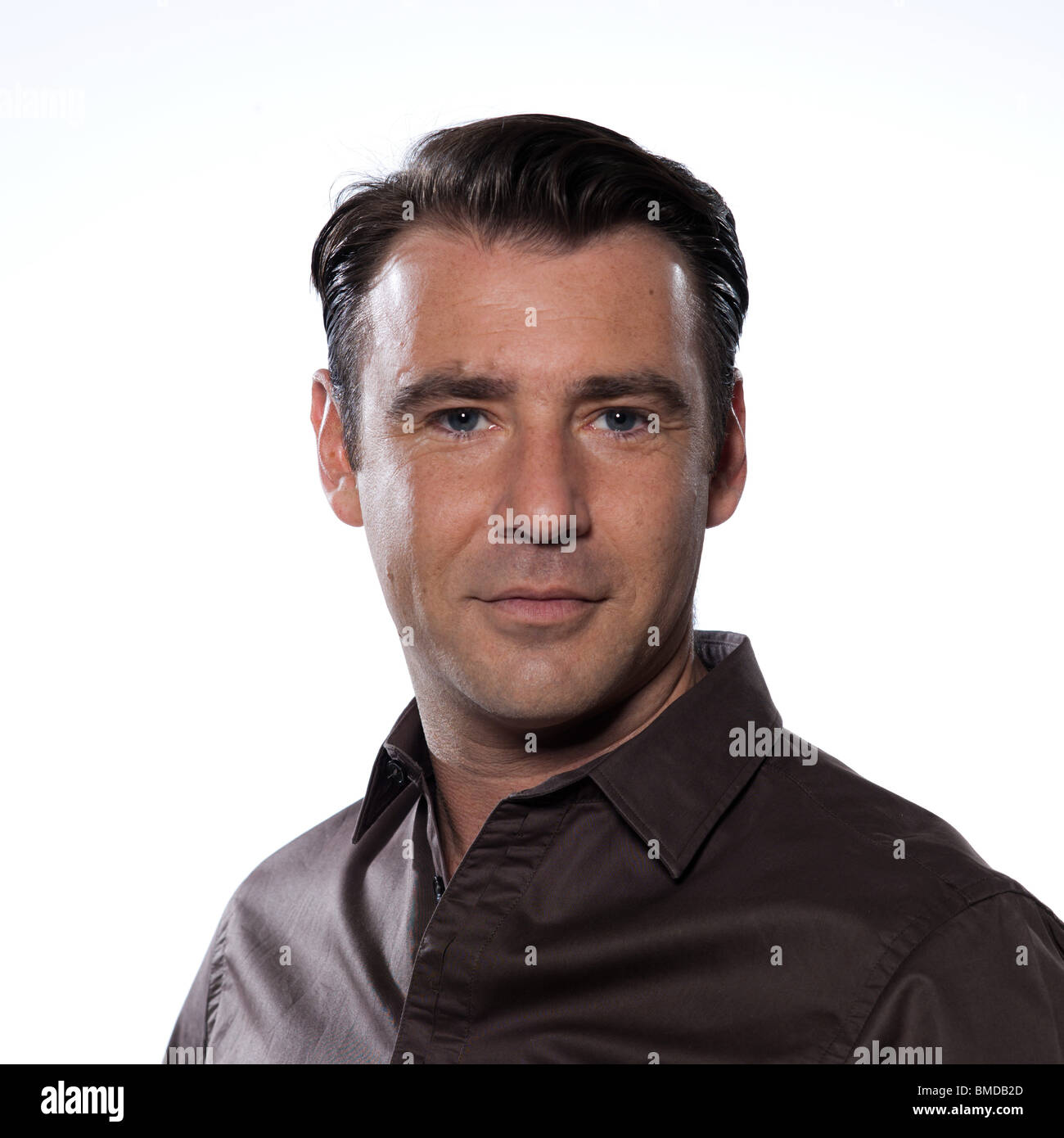 Handsome caucasian man smiling portrait on white isolated background ...