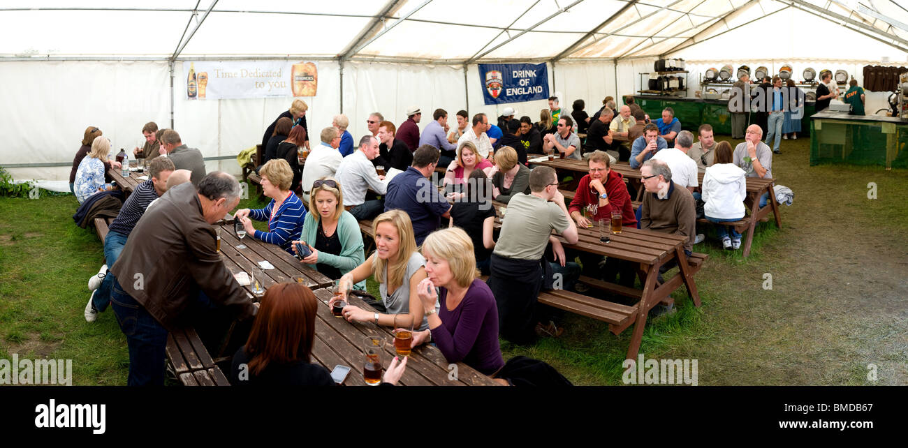 A panoramic view of the interior of the marquee at the Hoop Pub Beer ...