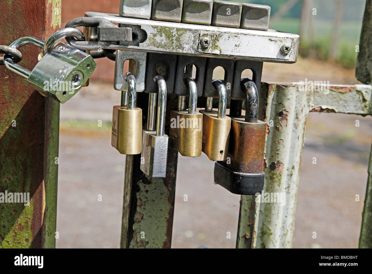 A large group of padlocks on a gate for security Stock Photo - Alamy