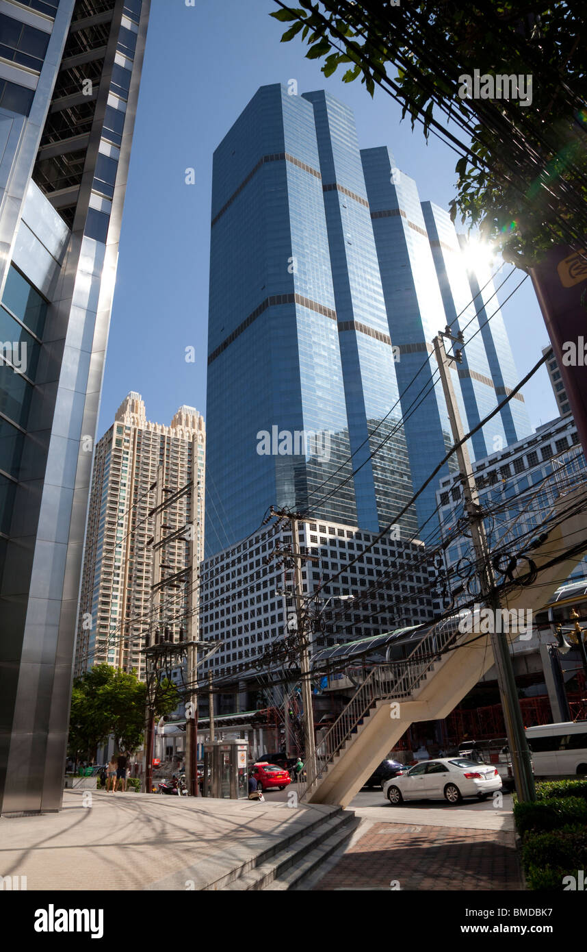 Office towers line the street in central Bangkok Stock Photo - Alamy