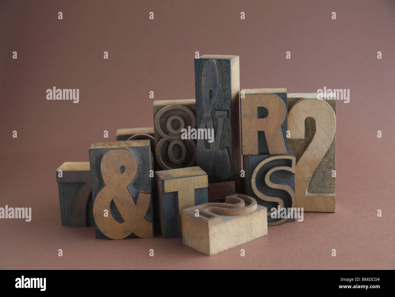 grouping of letterpress wood letters, numbers and symbols Stock Photo ...