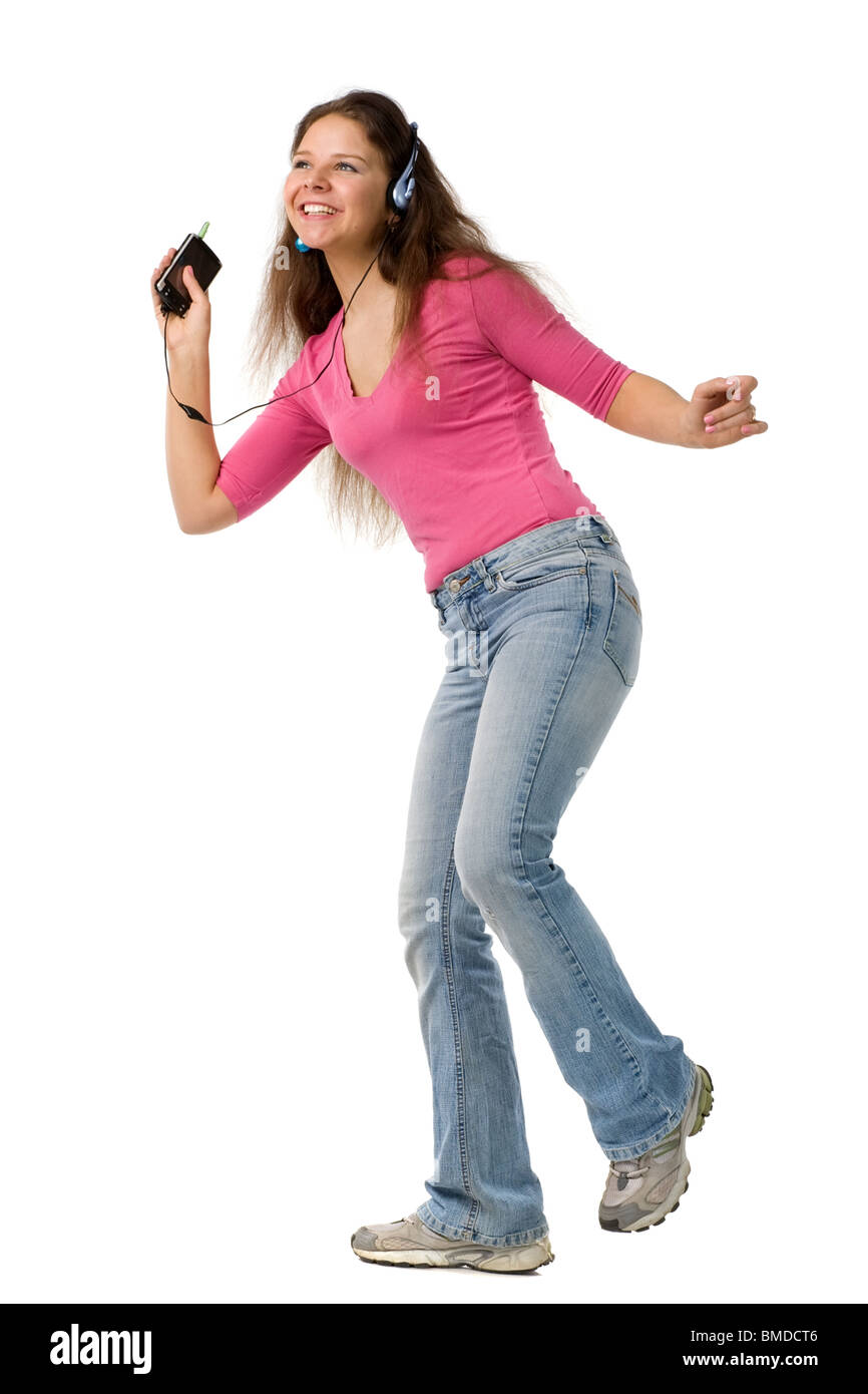 Woman with walkman Cut Out Stock Images & Pictures - Alamy